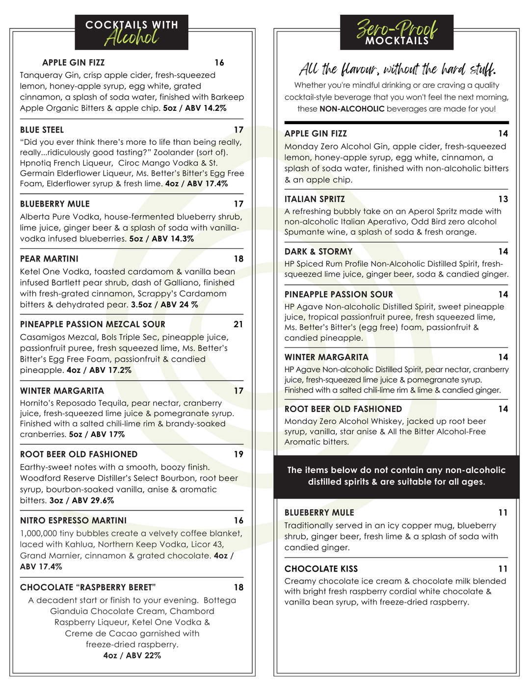 Bar Menu | Twisted Lemon Restaurant – Twisted Lemon - Restaurant ...